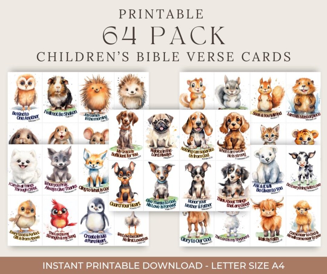 Children's Bible Verse Cute Animals / Memory Cards / Flash Cards ...
