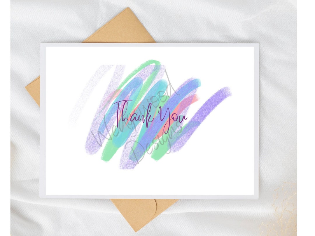 Printable Watercolor Note Cards | Printable Watercolor Thank You Note ...
