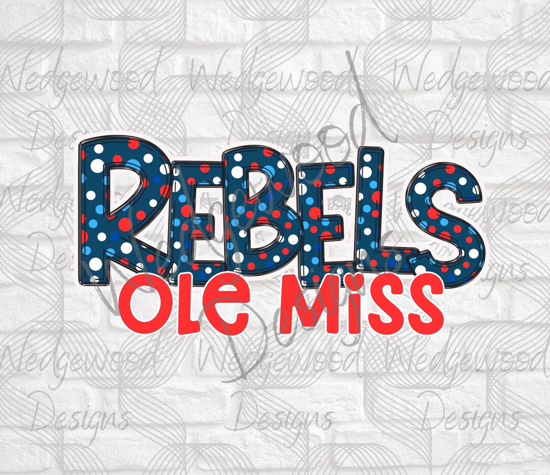 Ole Miss Red and Blue Dotted PNG Design File for DTF, Heat Transfer, UV ...