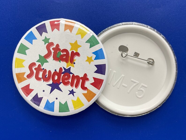 3" Star Student Pin Back Button | Star Student Award Button | Teacher ...