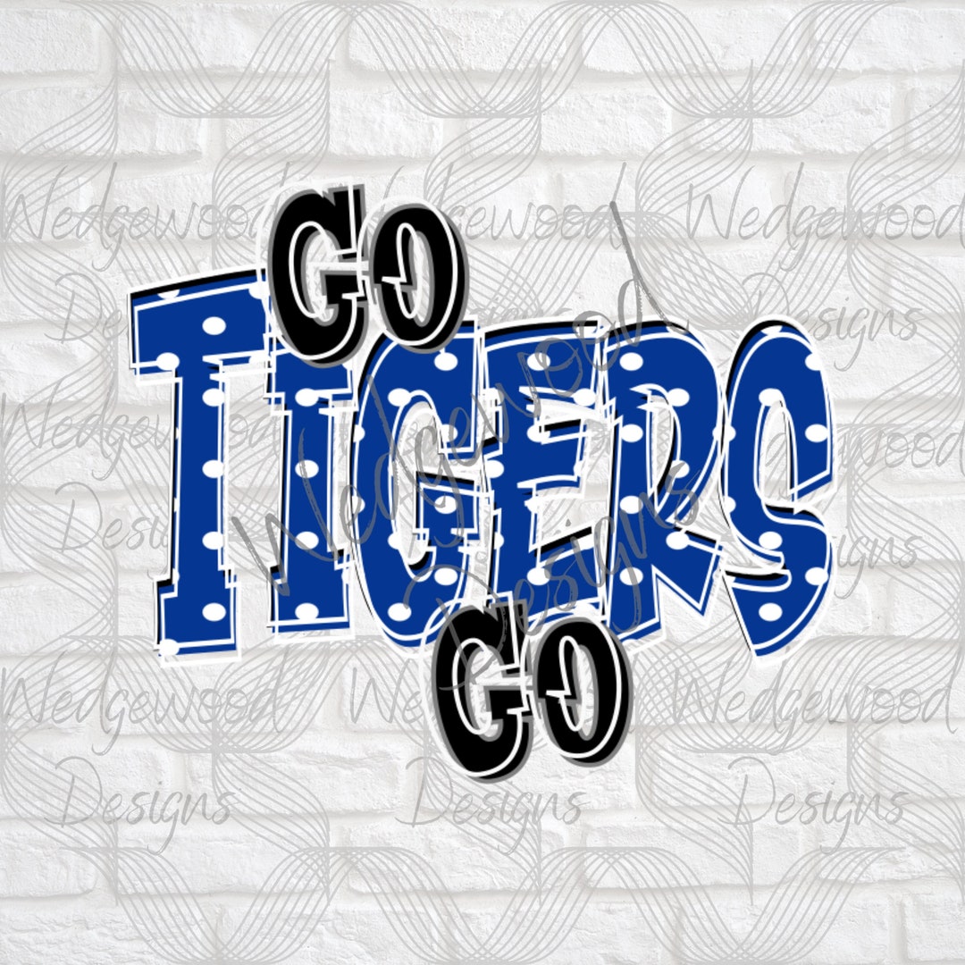 Go Tigers Go, Blue White and Black Polka Dot PNG Design File for DTF ...