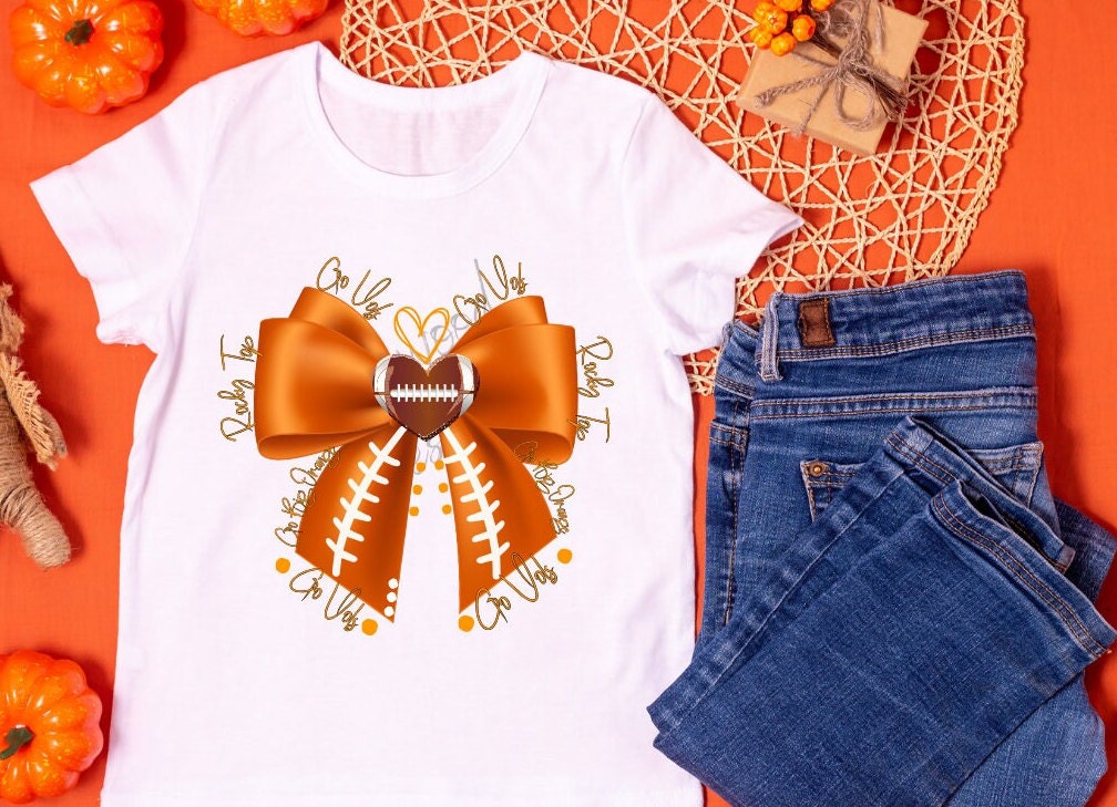 Football Bow | Tennessee Vols Orange Football Bow PNG Design for Heat ...