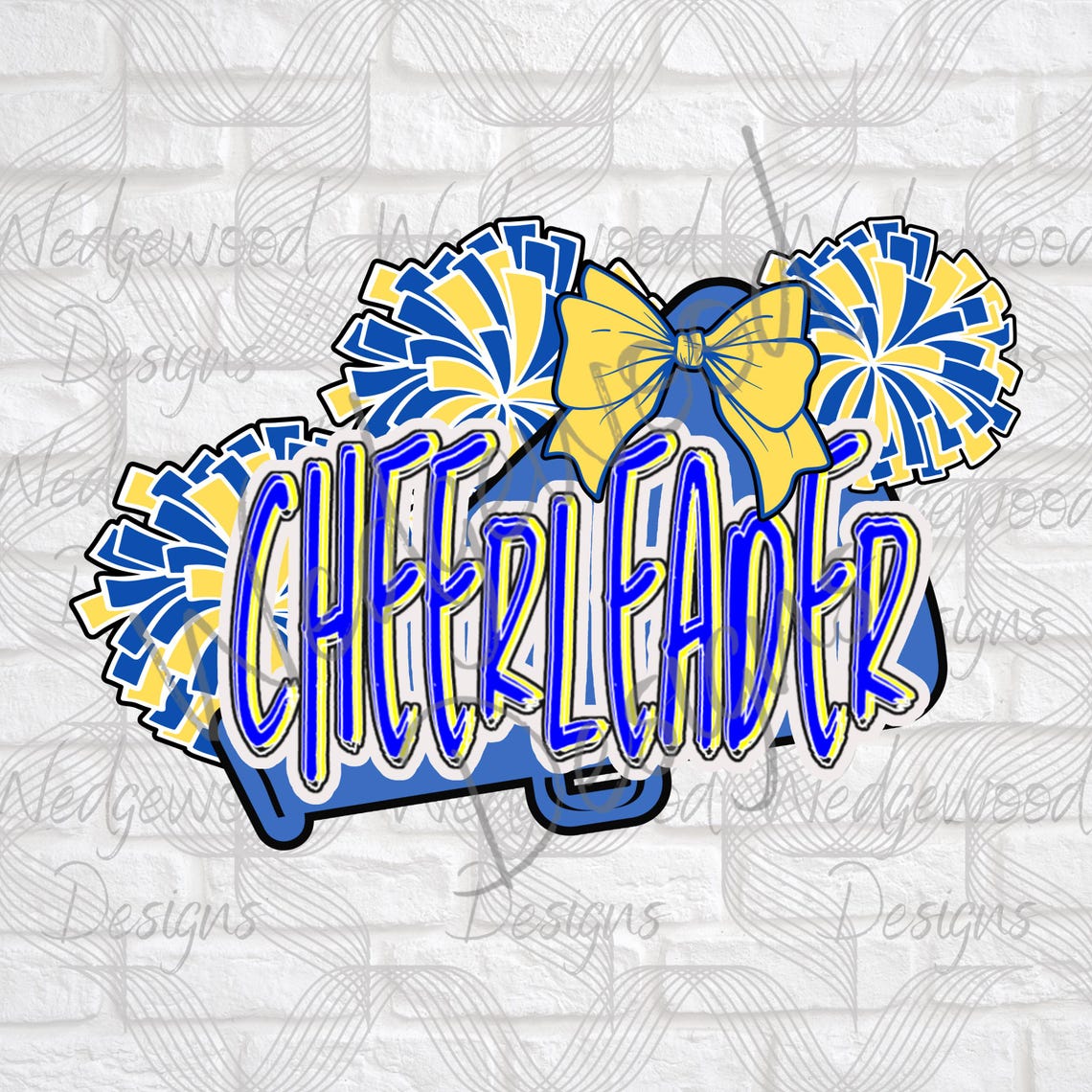 Cheerleader PNG Design With Megaphone, Pom Poms, Bow Instant Download ...