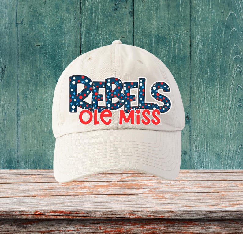 Ole Miss Red and Blue Dotted PNG Design File for DTF, Heat Transfer, UV ...