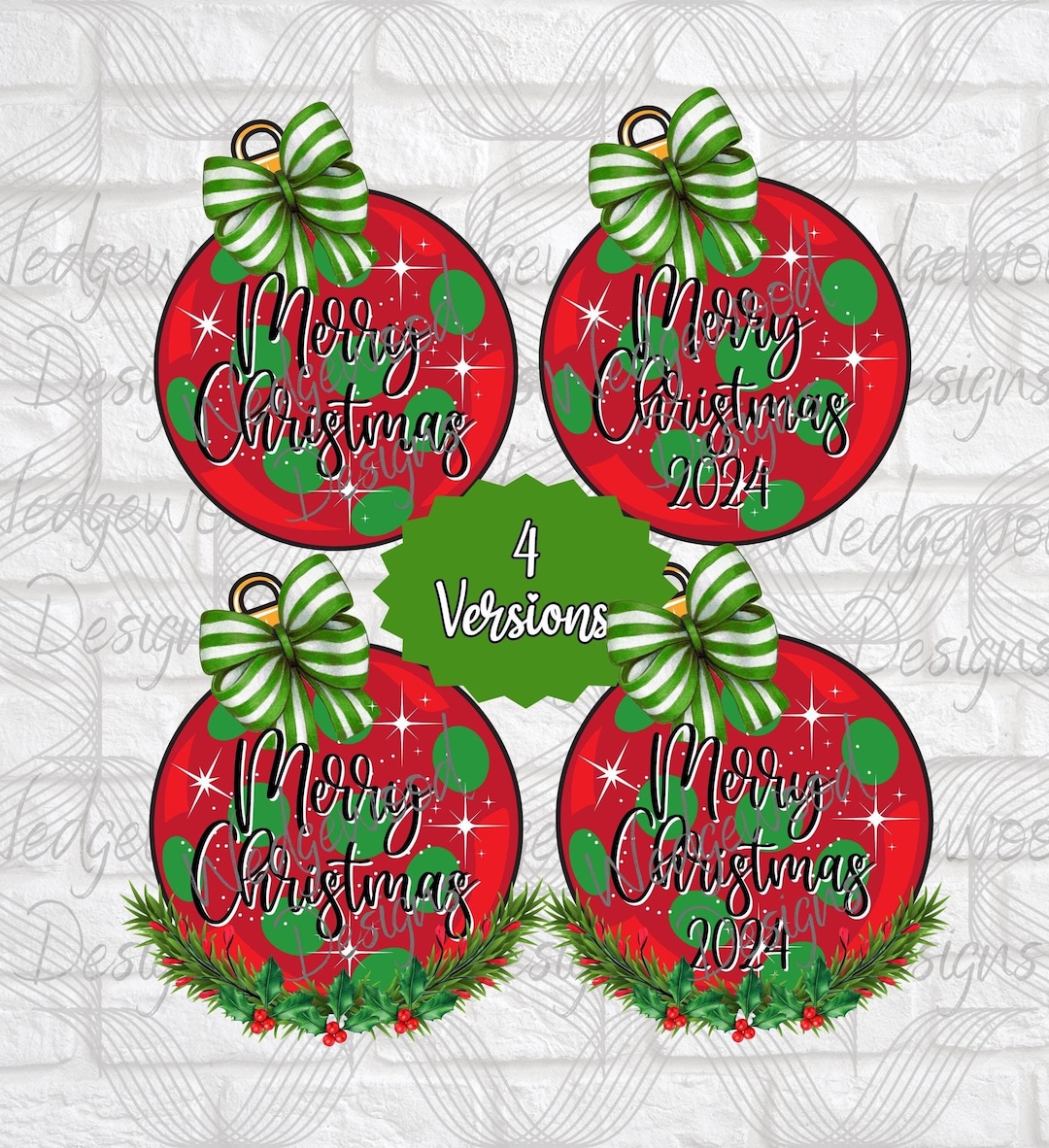 Merry Christmas 2024 Ornament PNG Design | Digital Design for DTF, Uv ...