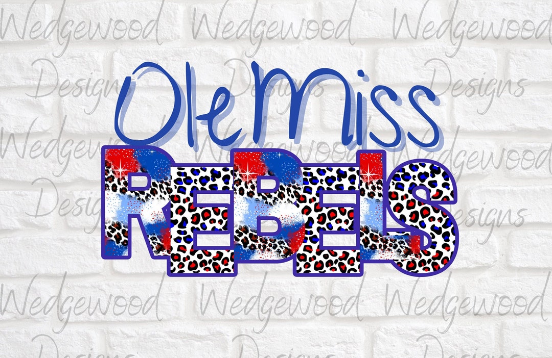 Ole Miss Red and Blue Animal Print PNG Design File for DTF, Heat ...