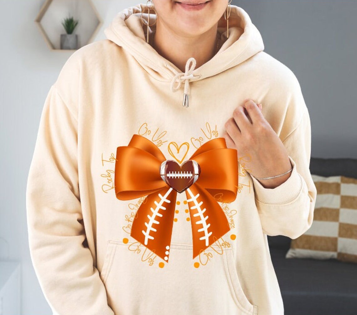 Football Bow | Tennessee Vols Orange Football Bow PNG Design for Heat ...