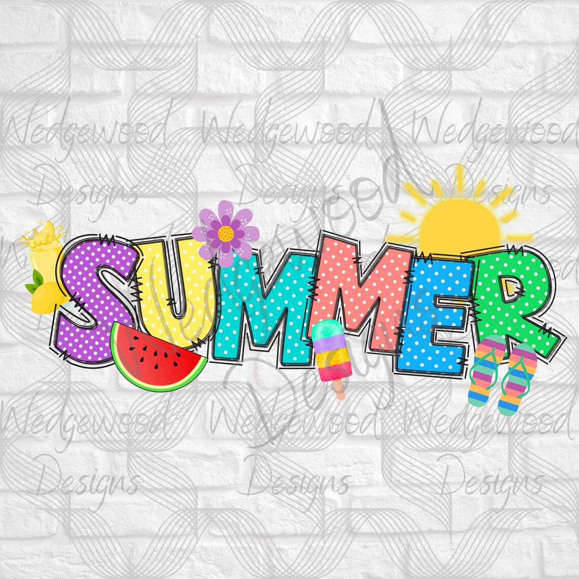 Fun, Bright & Multi-colored Summer Instant Download PNG Design for Heat ...