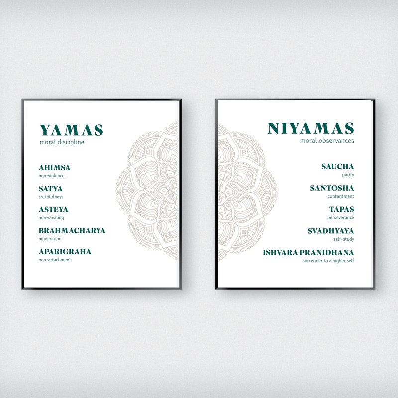Yoga Poster Yamas Niyamas - Etsy