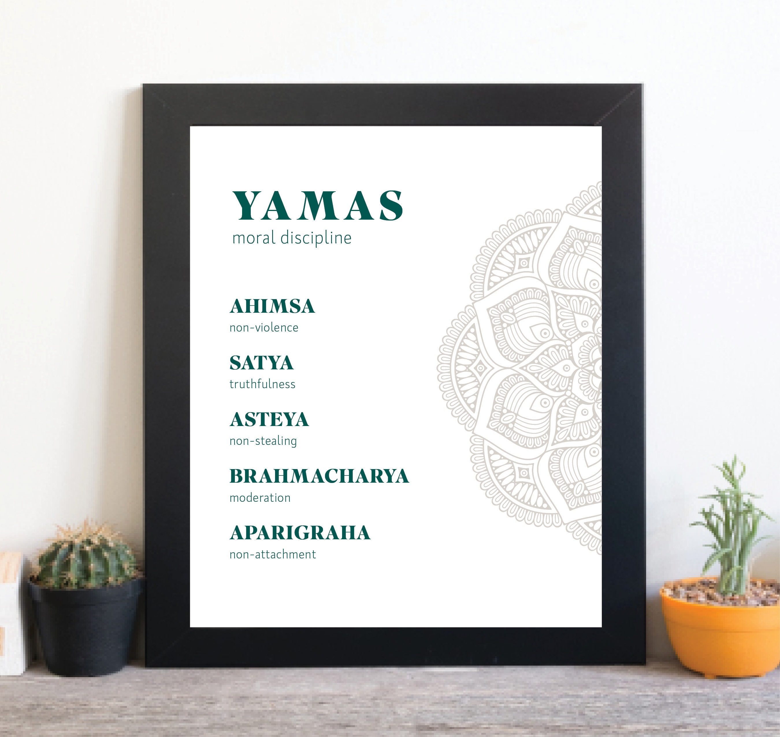 Yamas and Niyamas Prints, Yoga Poster, Wall Art, Yoga Poster, Mantra ...