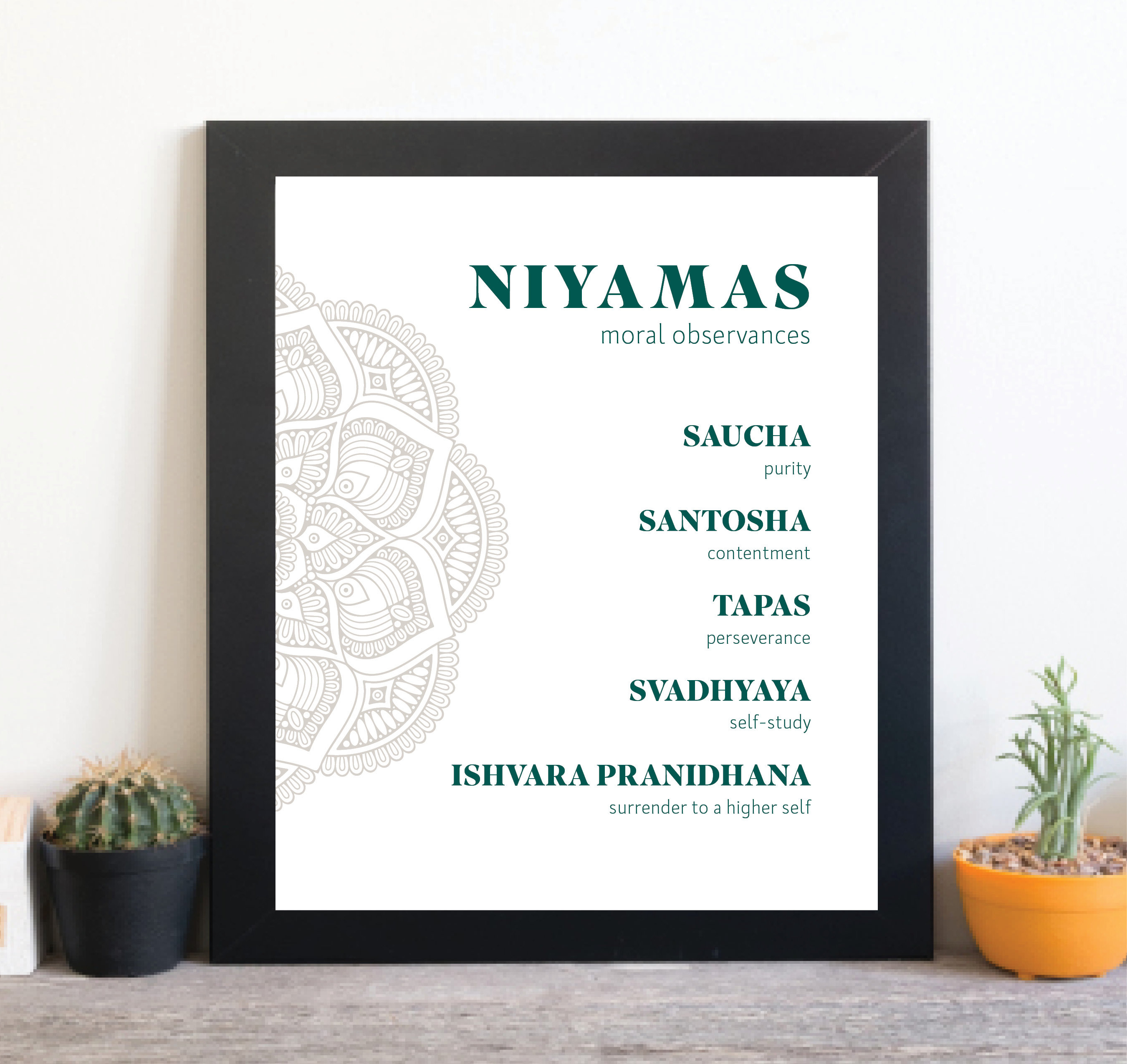 Yamas and Niyamas Prints, Yoga Poster, Wall Art, Yoga Poster, Mantra ...