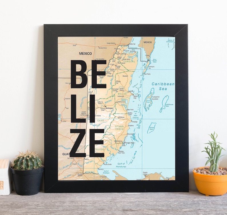 Belize Art Print, Ecuador Map, Travel Poster, Map Art, Central America ...