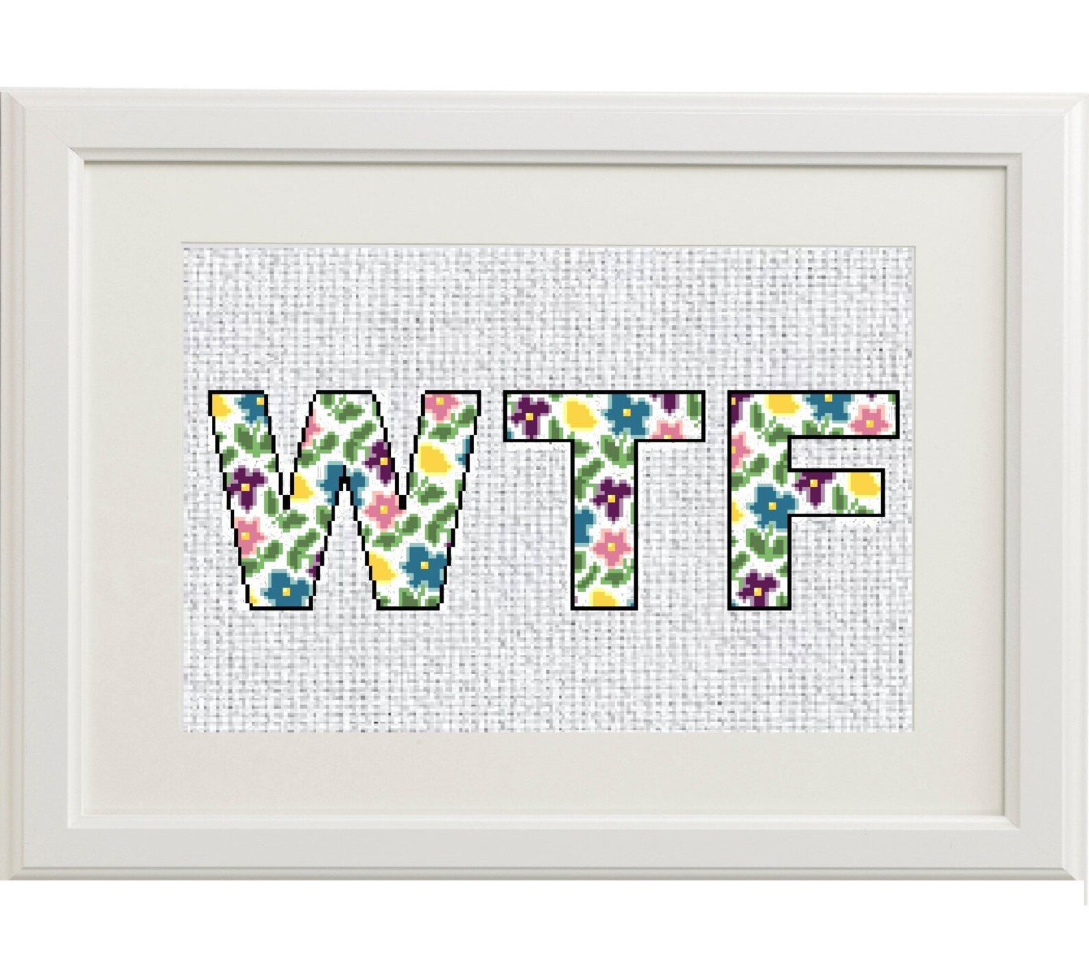 Subversive Cross Stitch Pattern, WTF Floral Letters, Modern Cross ...