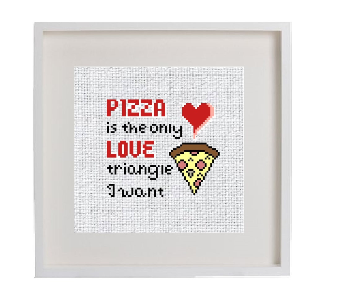 Pizza Cross Stitch Pattern, Fun Small Beginner Pattern, Funny Modern ...