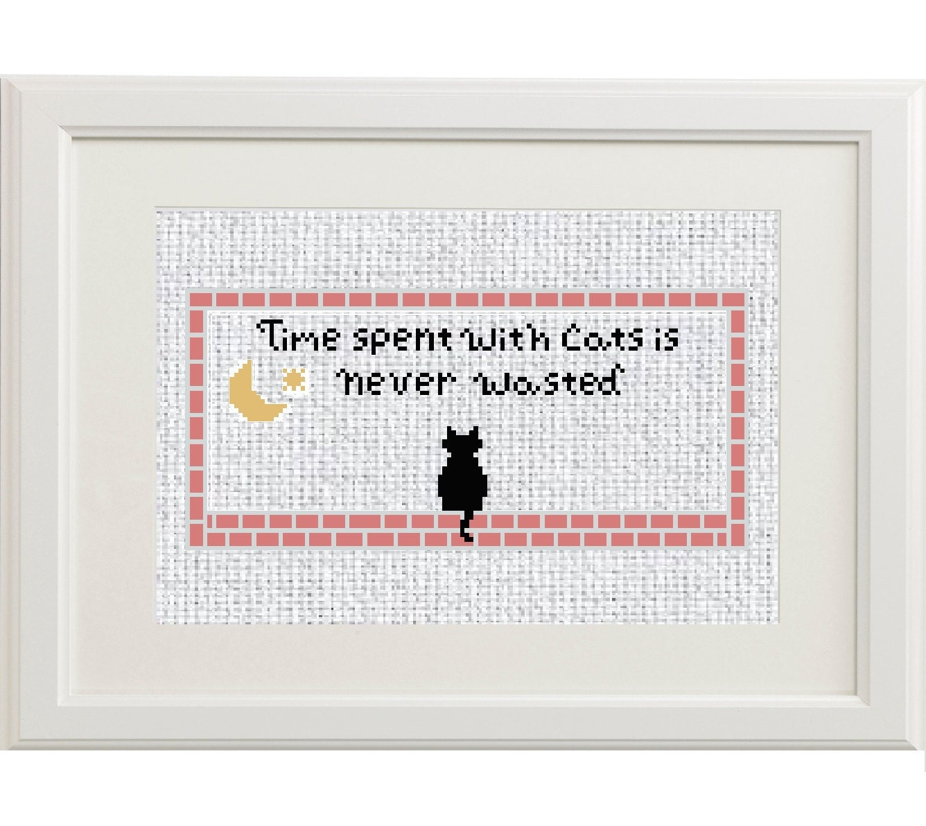 Modern Subversive Cross Stitch Pattern, Instant PDF Download, Black Cat ...