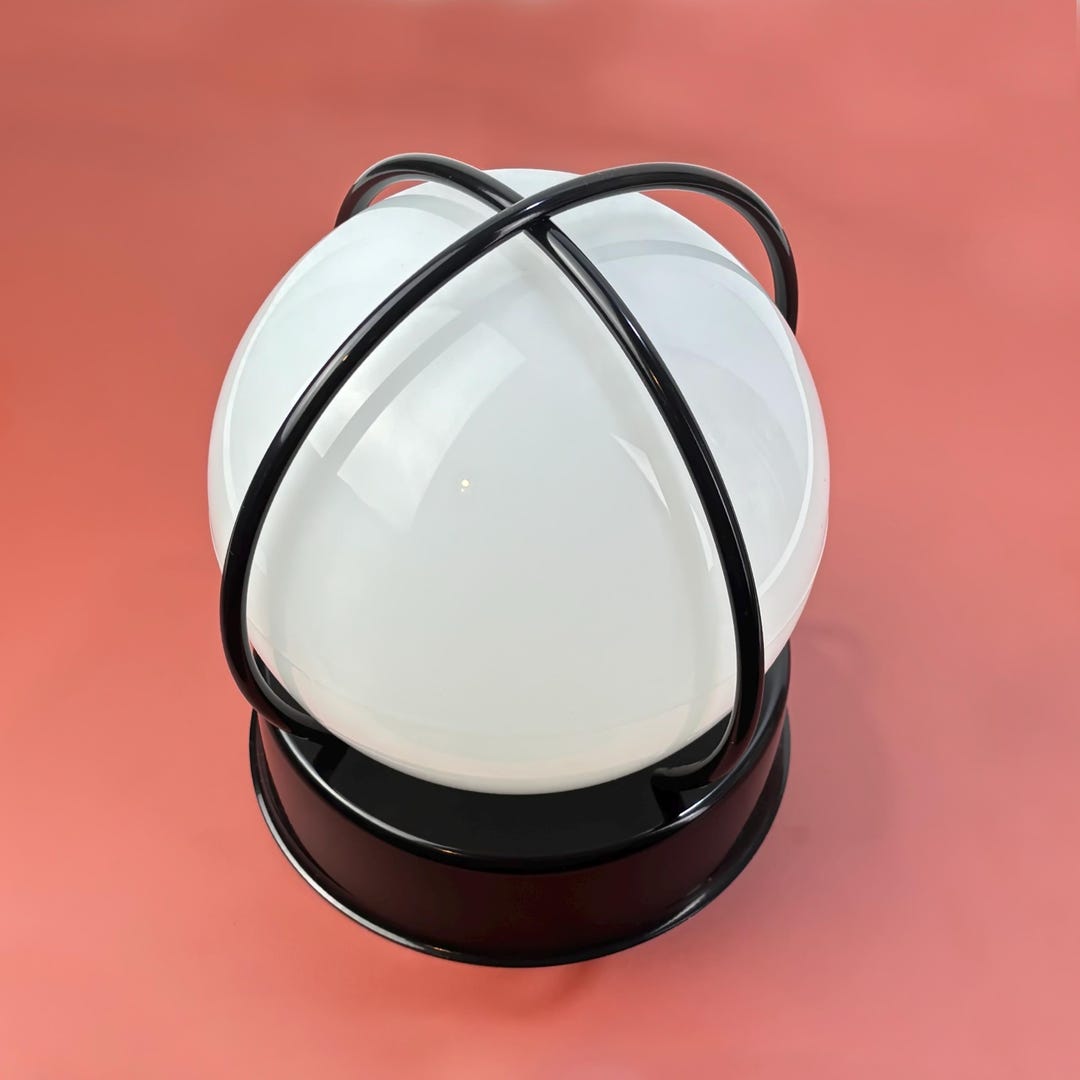 Vintage Ikea T404 Lamp PERISKOP Black Metal and Glass Ball, Postmodern ...