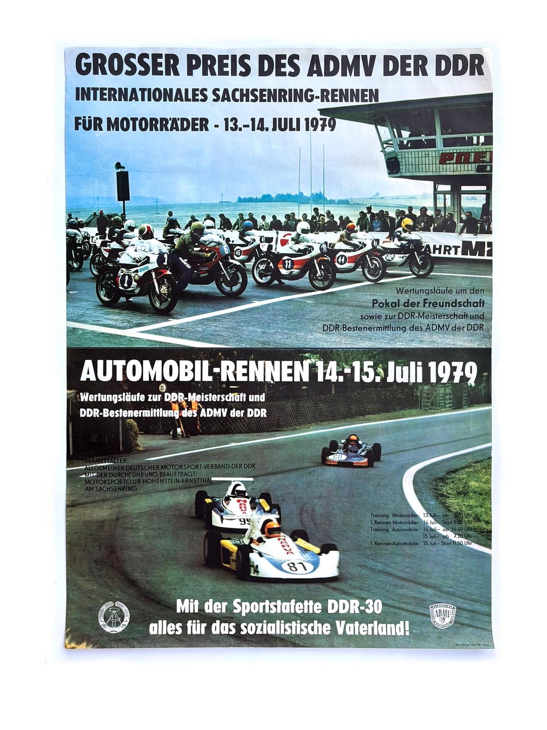 Vintage 1979 Sachsenring Poster – Original DDR Motorcycle Race – ADMV ...