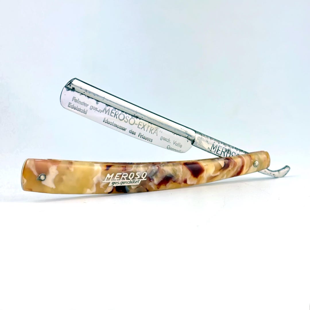 MEROSO Ges.geschutzt Solingen WALD Straight Razor Faux Tortoise Shell ...