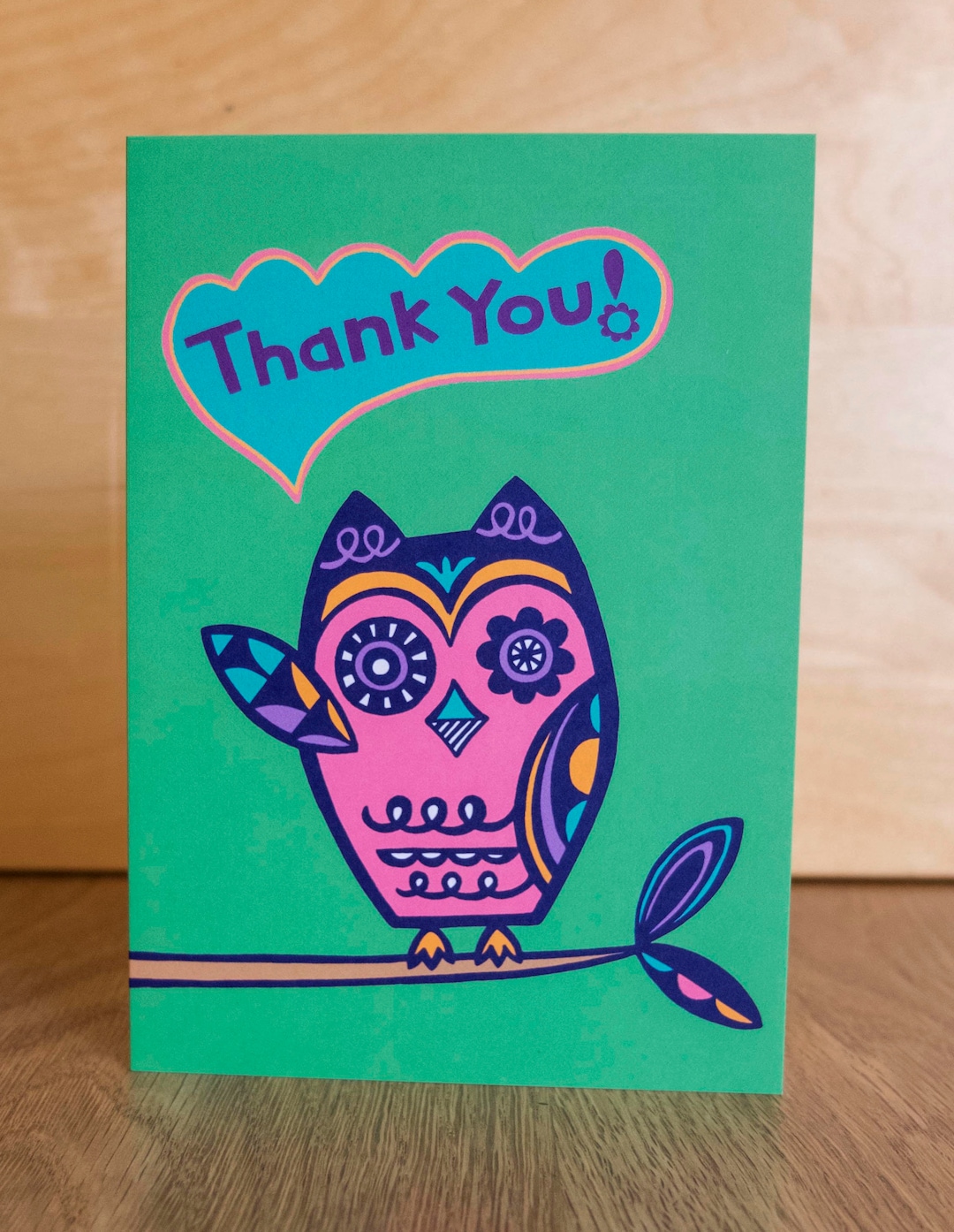 Owl Thank You Card - Owl Card, Owl Greetings Card, Bird Card, Bird ...