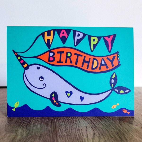 Narwhal Card - Etsy UK