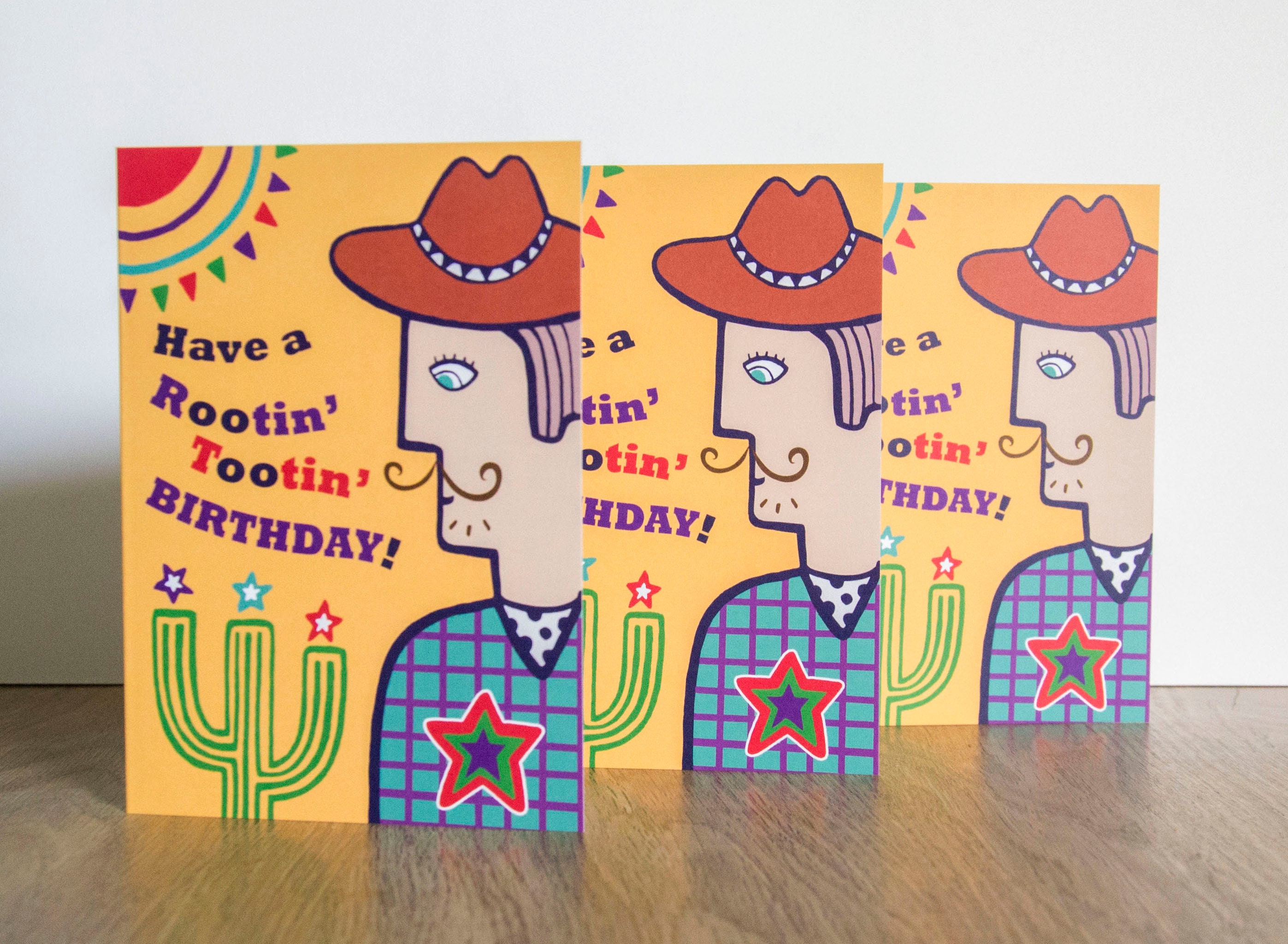 Cowboy Birthday Card - Cowboy Card, Cowboy Birthday, Wild West, Cactus ...