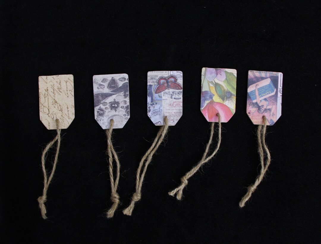 5 Hand Made Decoupaged Gift Tags - Etsy