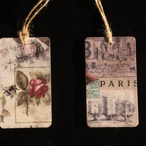 Two Wooden Decoupaged Gift Tags - Etsy