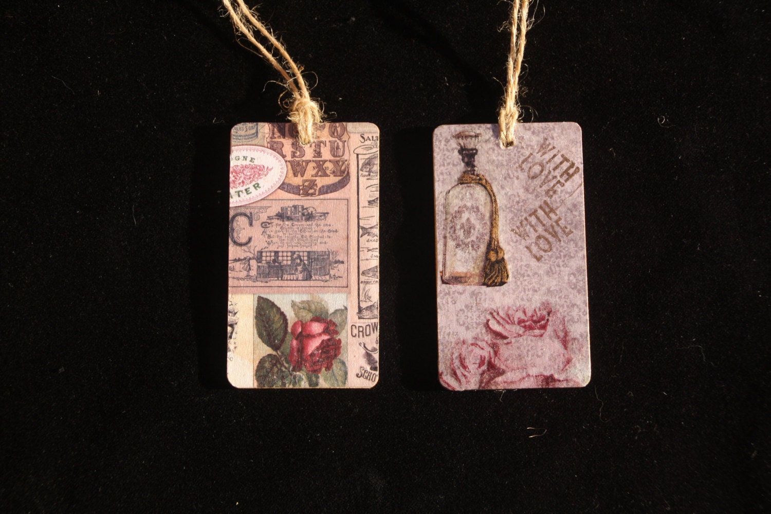 Two Wooden Decoupaged Gift Tags - Etsy