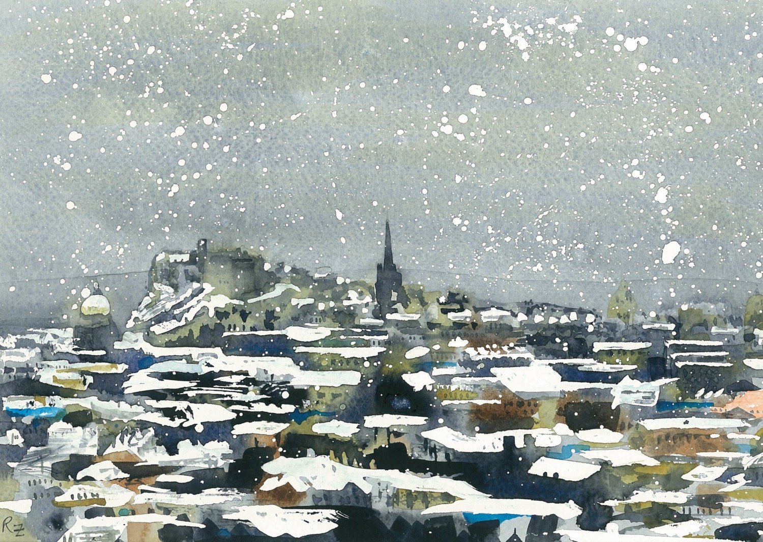 Edinburgh Winter Greeting Card 'snowy Edinburgh' - Etsy