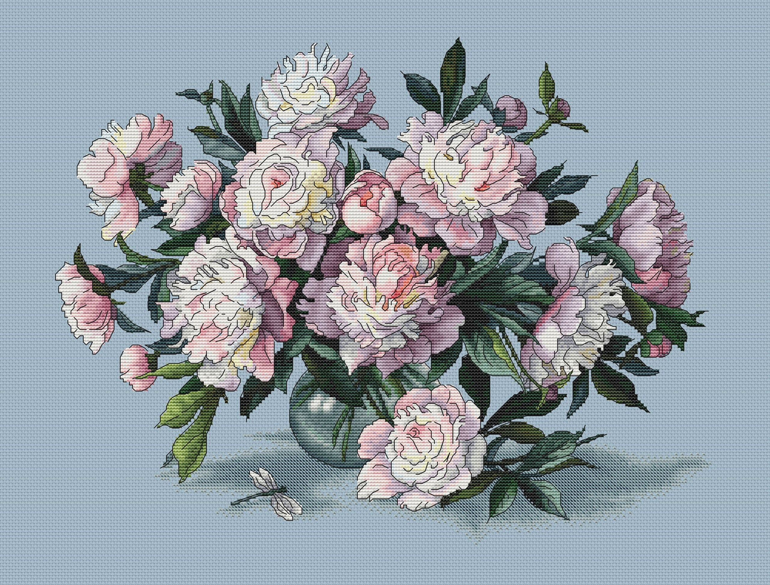 Peony Cross Stitch Pattern PDF Instant Download Flower Cross | Etsy Peony Cross Stitch Pattern PDF Instant Download Flower Cross | Etsy
