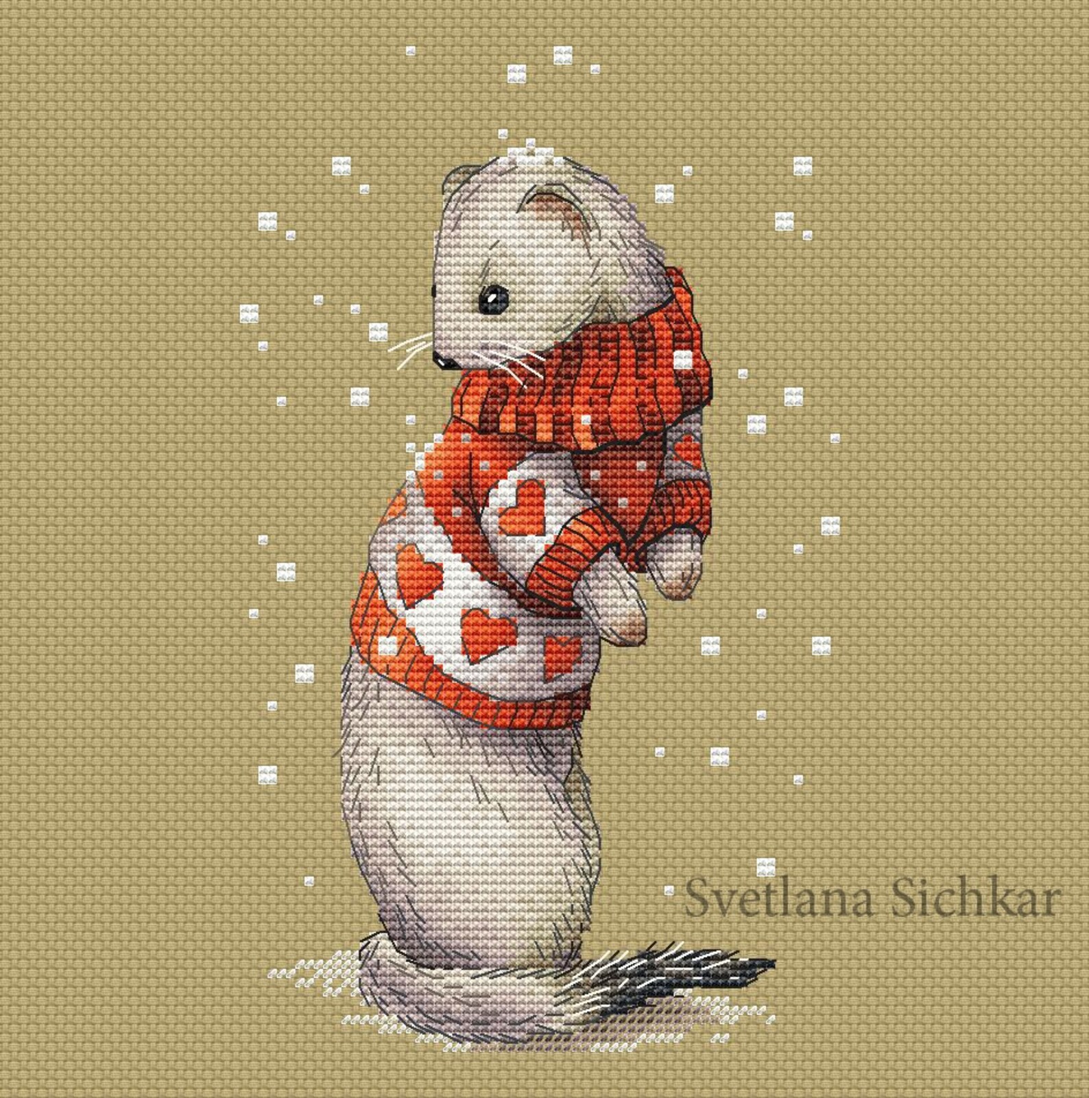 Ermine Cross Stitch Pattern PDF Instant Download Cute Cross | Etsy