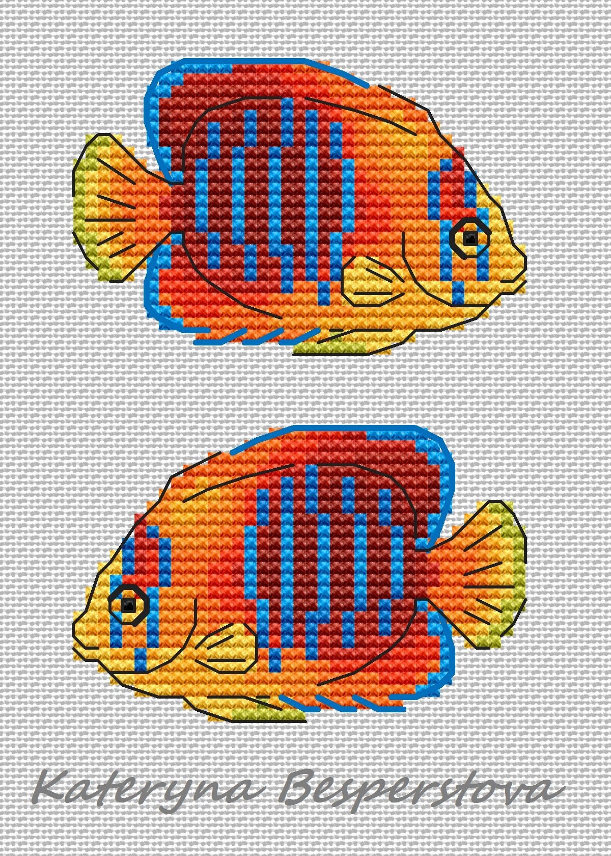 Fish Cross Stitch Pattern PDF Instant Download Easy Cross | Etsy