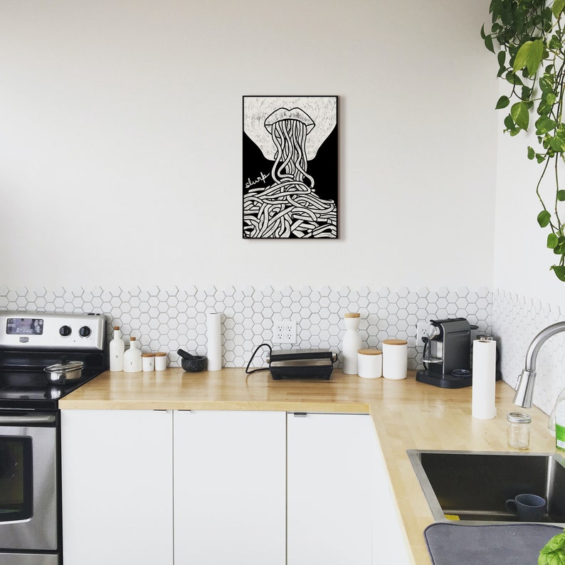 Spaghetti Poster Noodle Art Food Decor Kitchen Print - Etsy