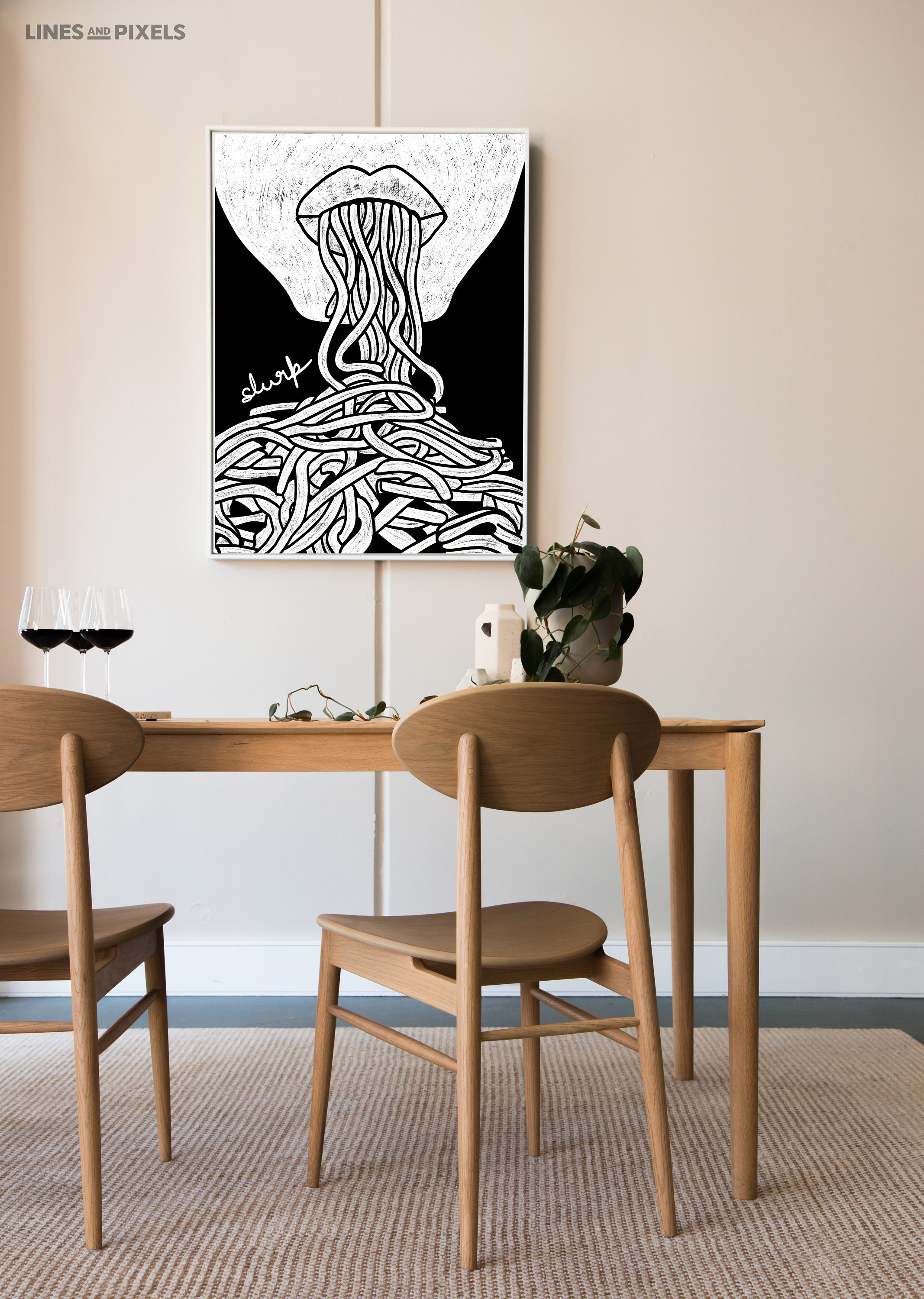 Spaghetti Poster Noodle Art Food Decor Kitchen Print - Etsy