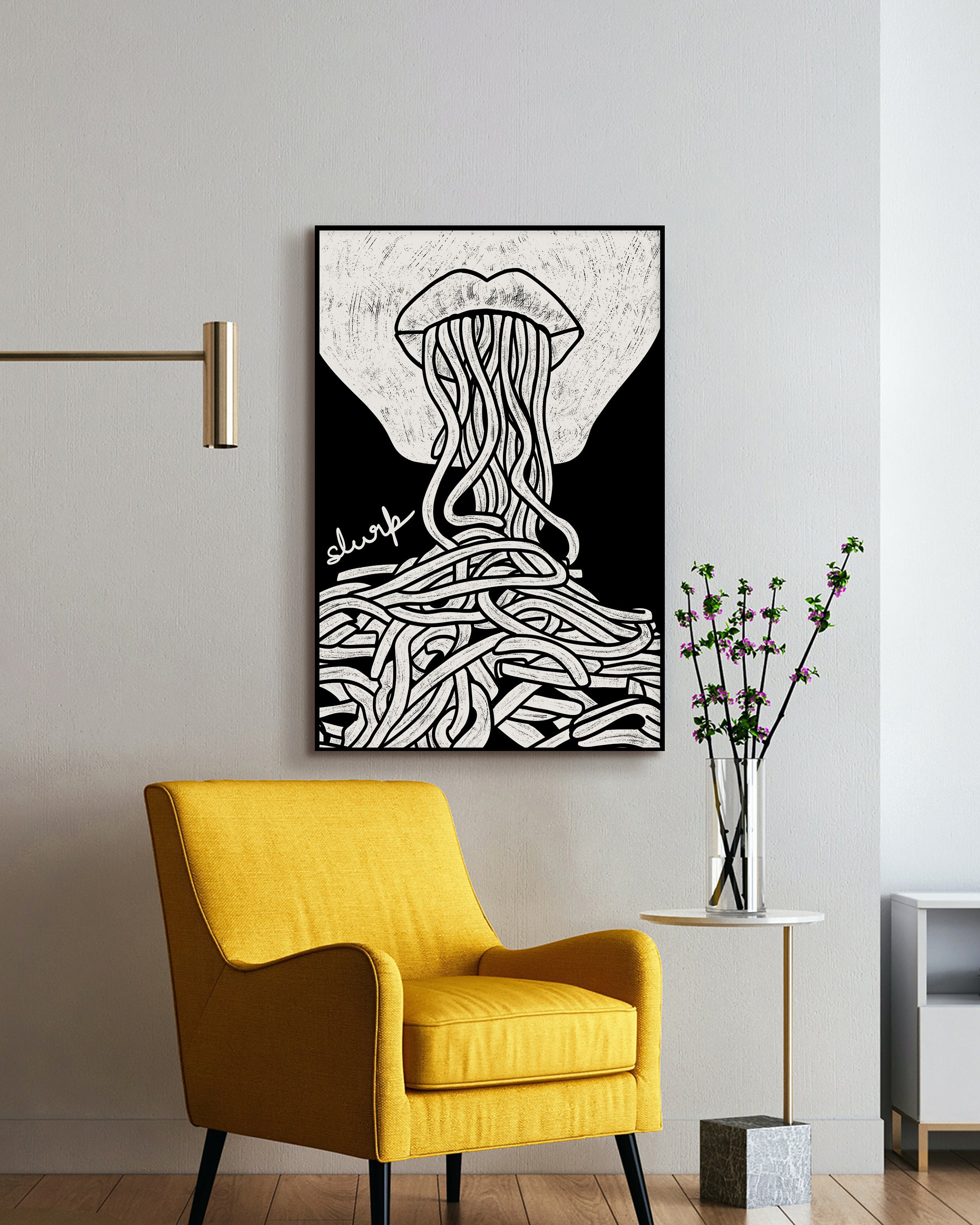 Spaghetti Poster Noodle Art Food Decor Kitchen Print - Etsy