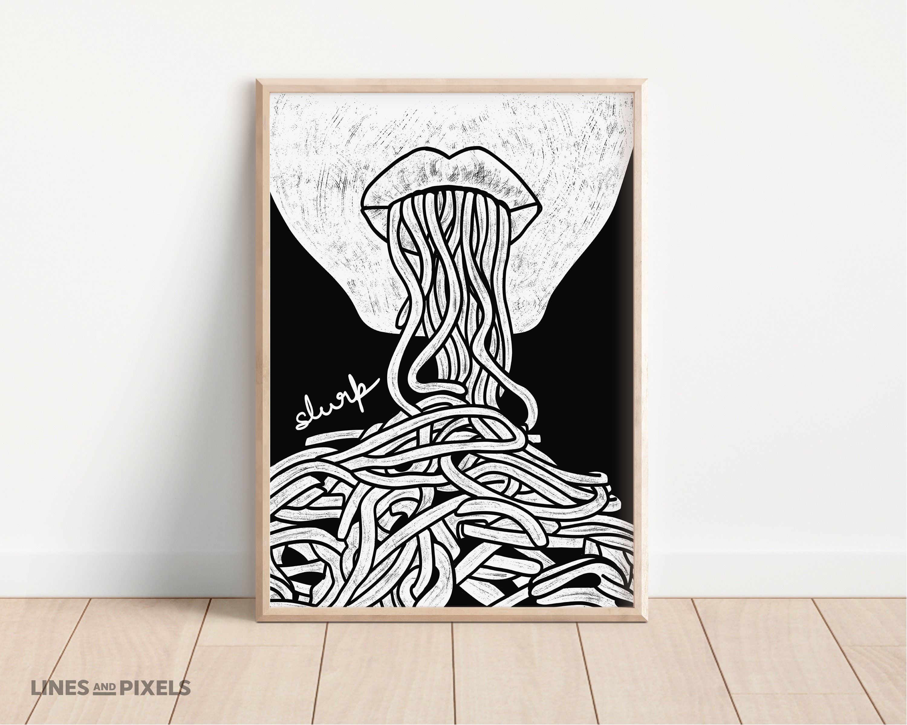 Spaghetti Poster Noodle Art Food Decor Kitchen Print - Etsy