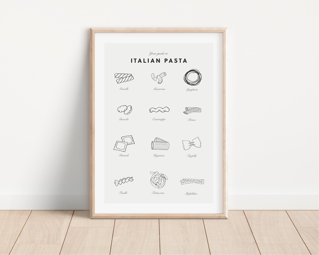 Guide to Italian Pasta Poster Printable Kitchen Poster Food Wall Art ...