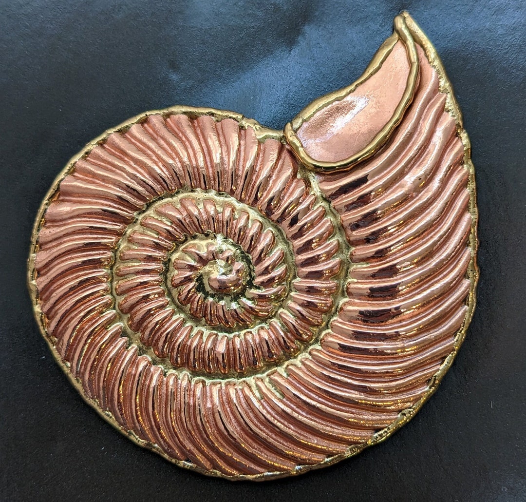Vintage Mixed Metal Nautilus Shell Seashore Pin Pendant Handmade in ...