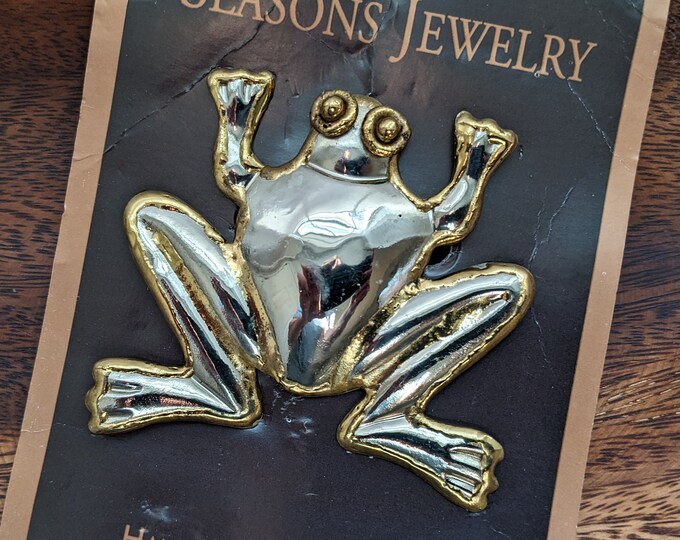 Vintage Mixed Metal Frog Toad Pin Pendant Brooch Handmade in Mexico 80s ...