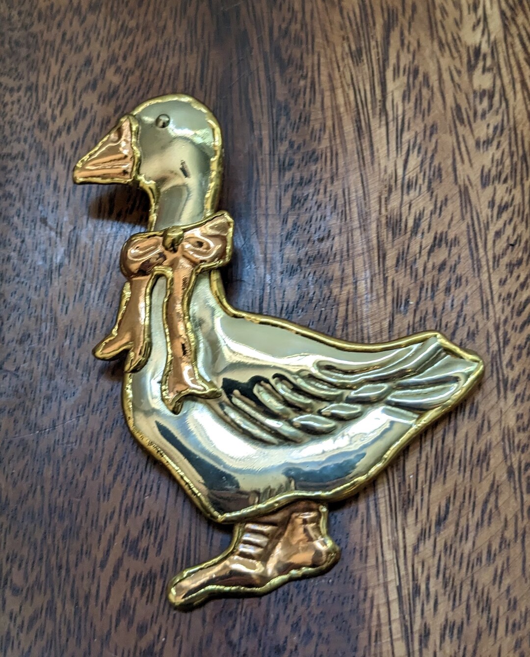 Vintage Mixed Metal Goose Mother Goose Pin Pendant Large Handmade in ...