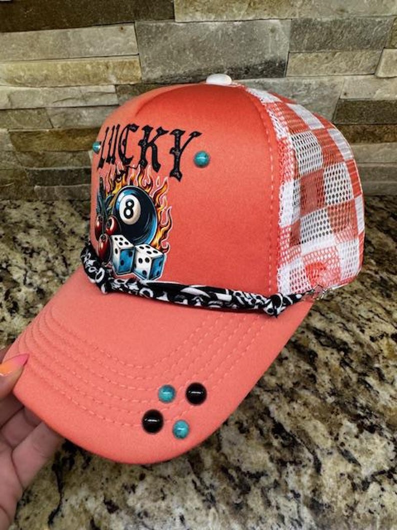 Lucky Trucker Hat, Edgy Hat, Mama Trucker Hat, Western Trucker Hat ...