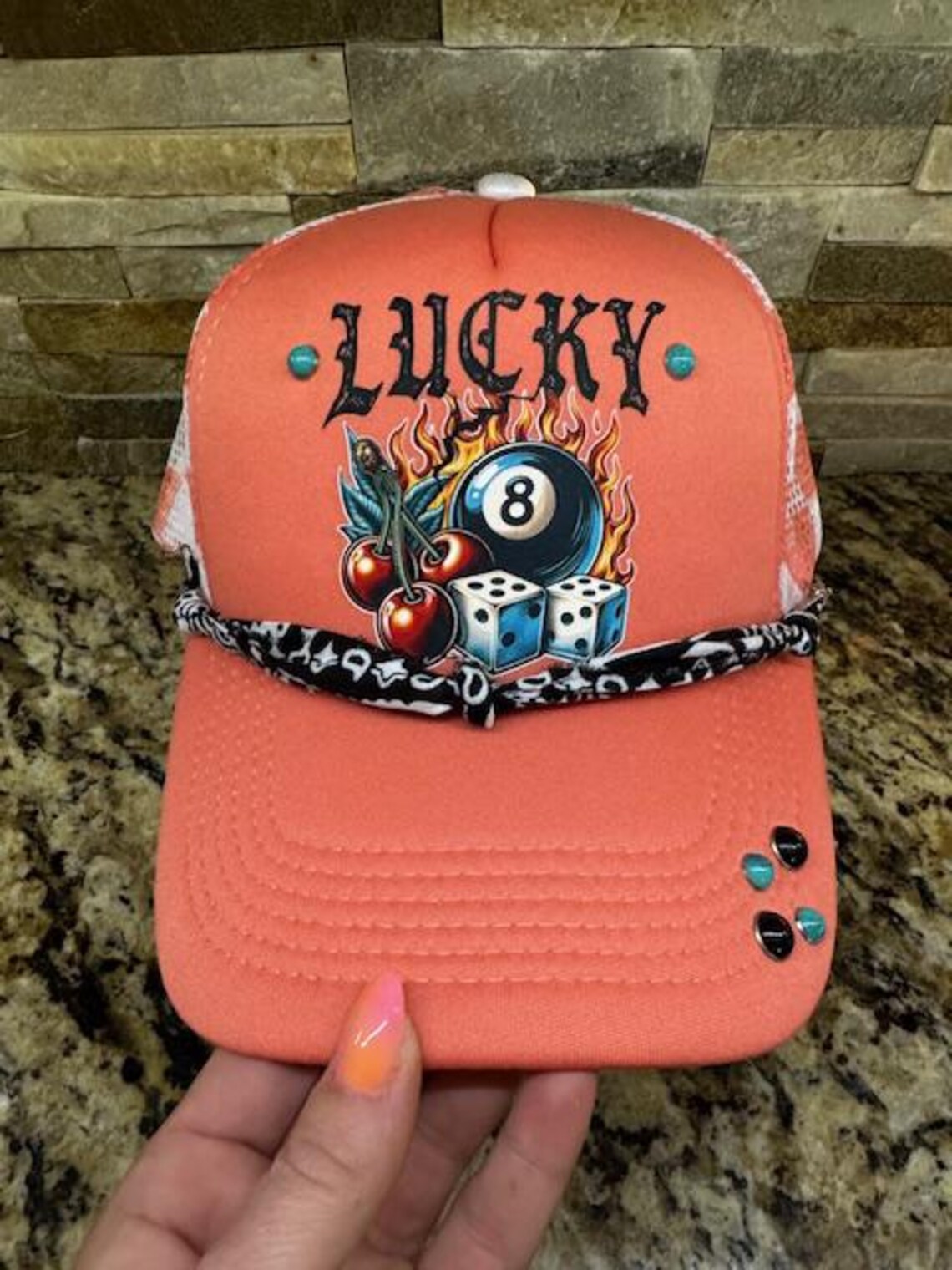 Lucky Trucker Hat, Edgy Hat, Mama Trucker Hat, Western Trucker Hat ...