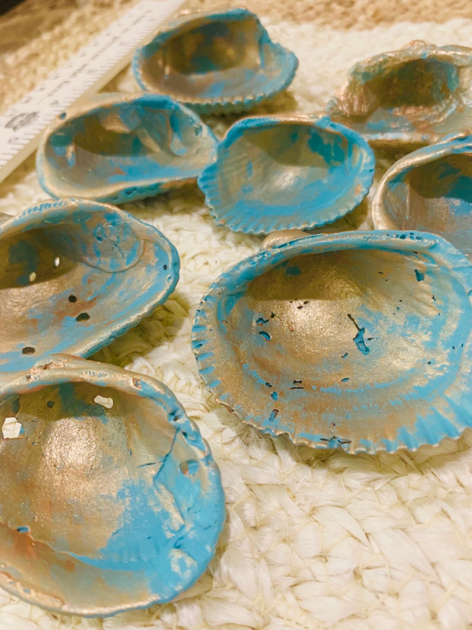 Boho/patina Blue/bronze/gold/sea Shells/rustic/distressed/coastal Decor ...