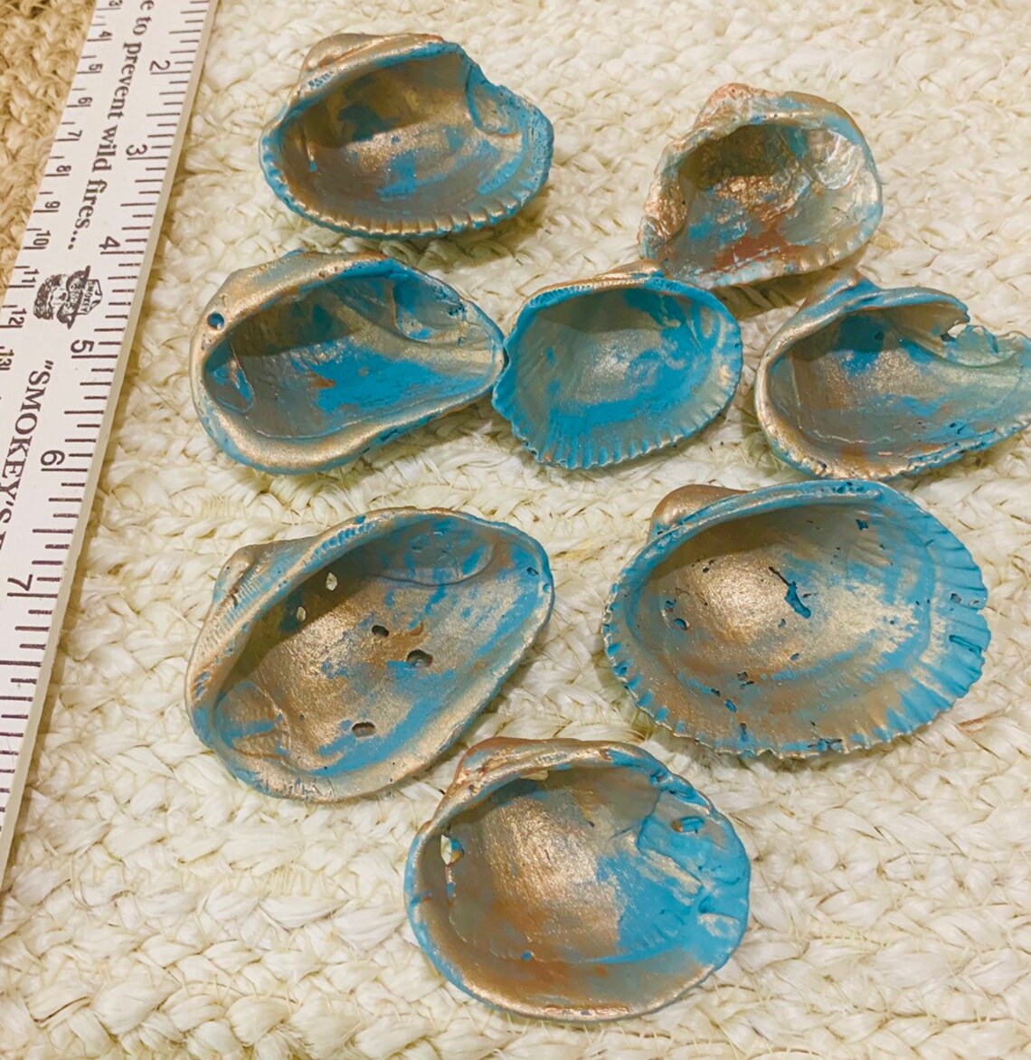 Boho/patina Blue/bronze/gold/sea Shells/rustic/distressed/coastal Decor ...