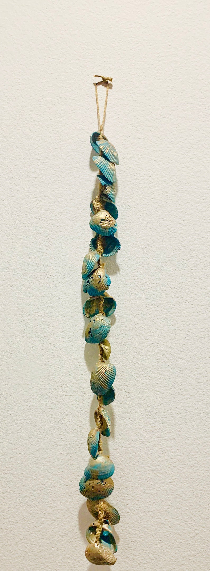 Sea Shell Garland Rustic Worn Shells Bronze Patina Blue - Etsy
