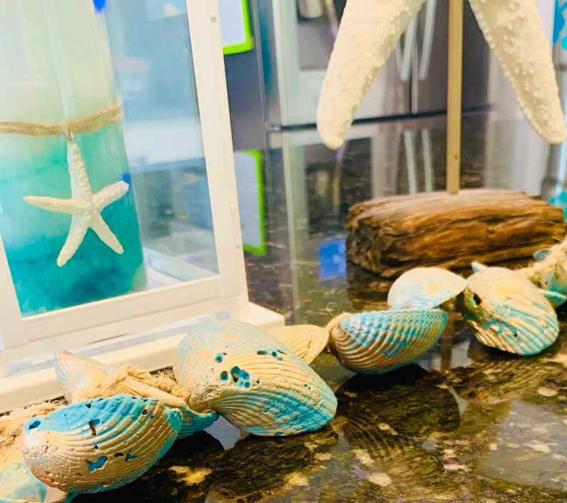 Sea Shell Garland Rustic Worn Shells Bronze Patina Blue - Etsy