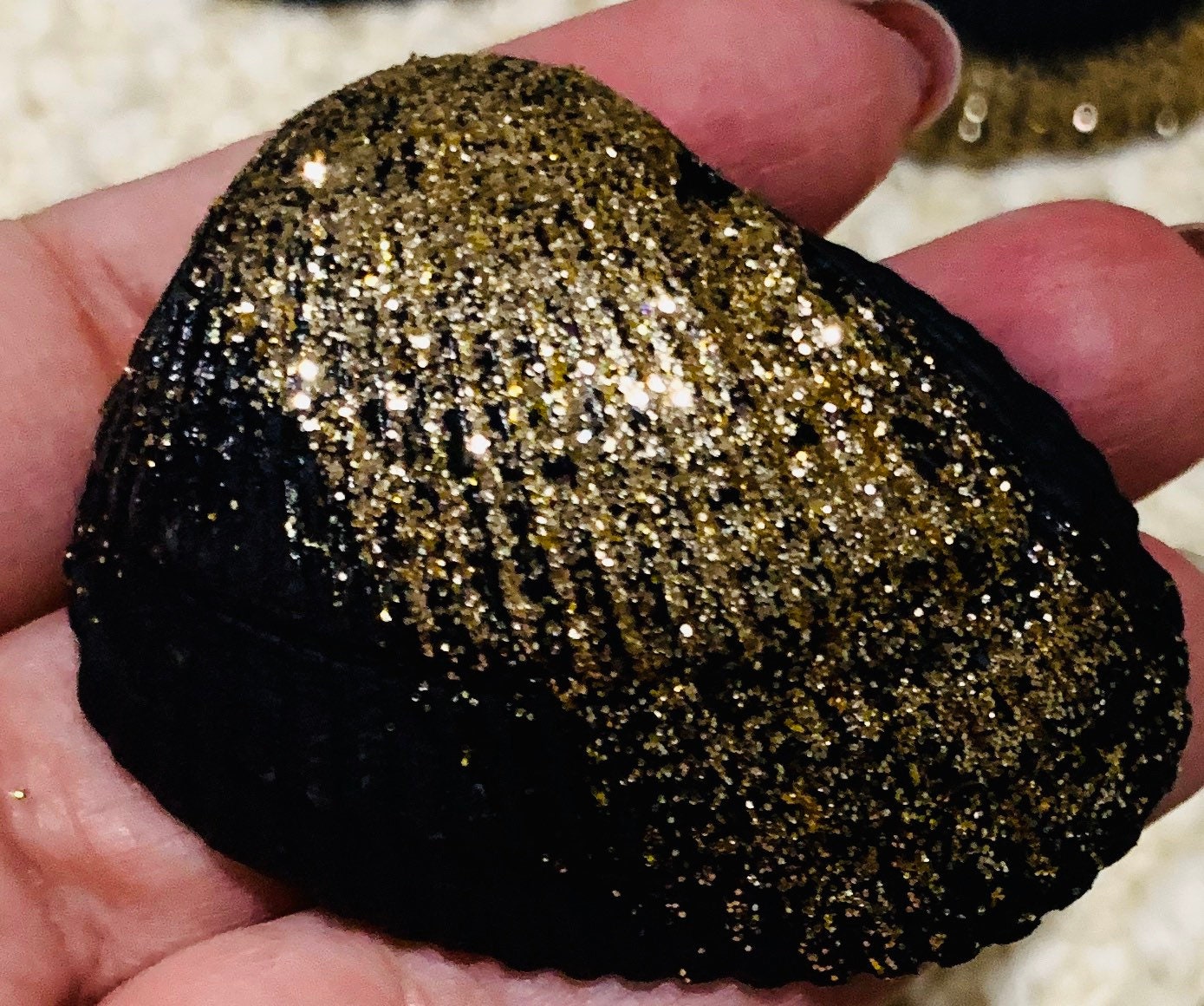 Gold Glitter Seashells/matte Black/bling/set of - Etsy