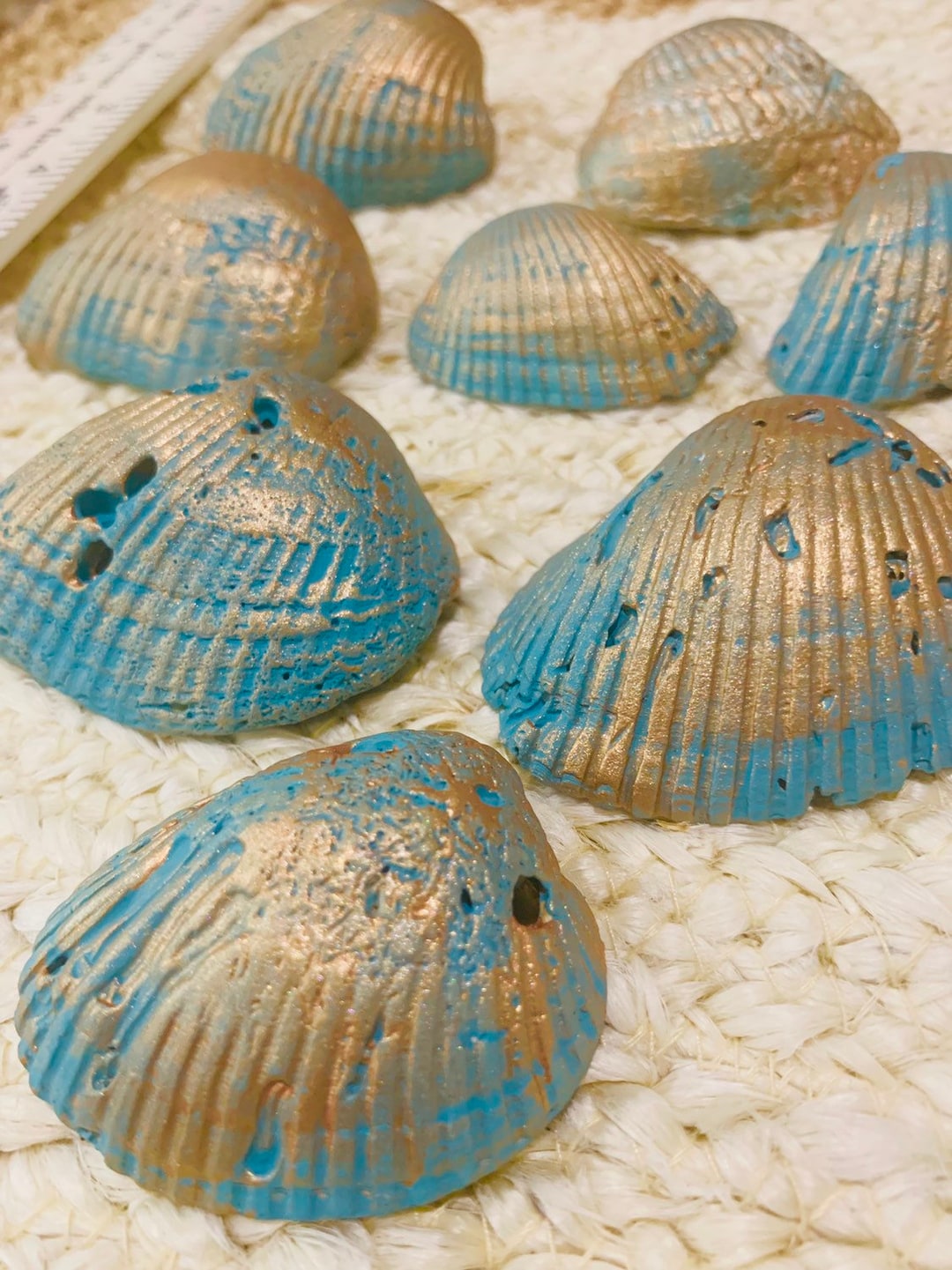 Boho/patina Blue/bronze/gold/sea Shells/rustic/distressed/coastal Decor ...