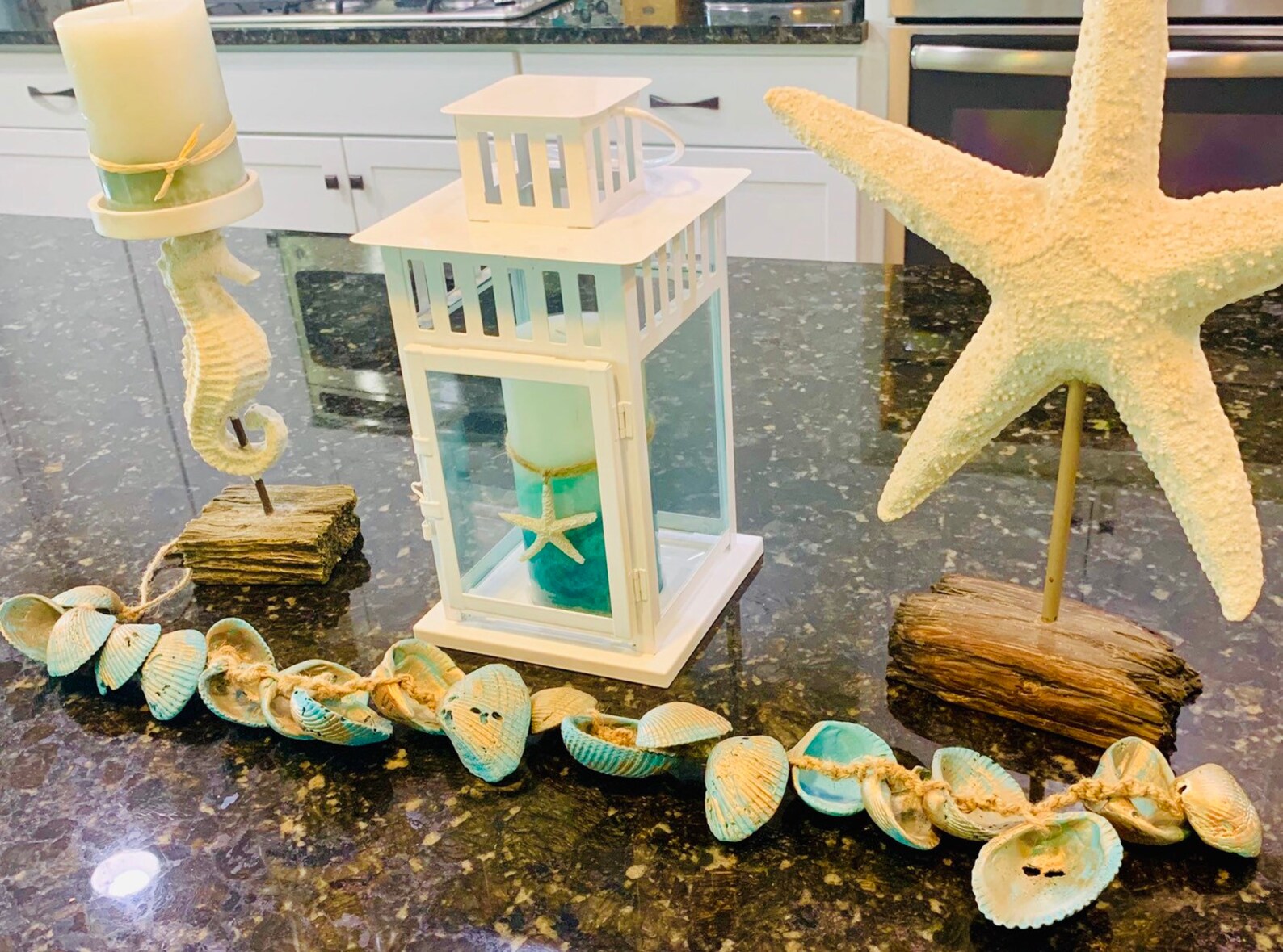 Sea Shell Garland Rustic Worn Shells Bronze Patina Blue - Etsy