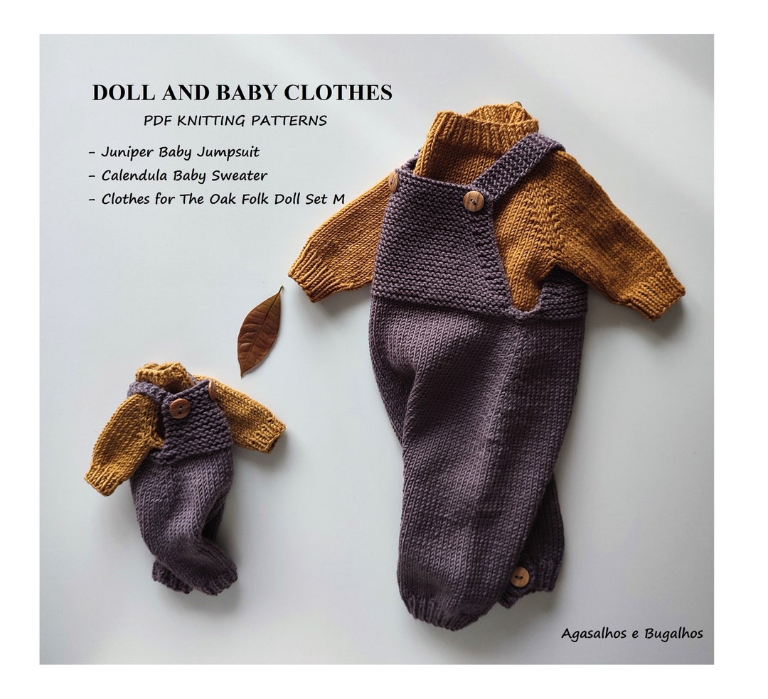 Juniper Baby Jumpsuit and Clothes for the Oak Folk Doll Set M Knitting ...